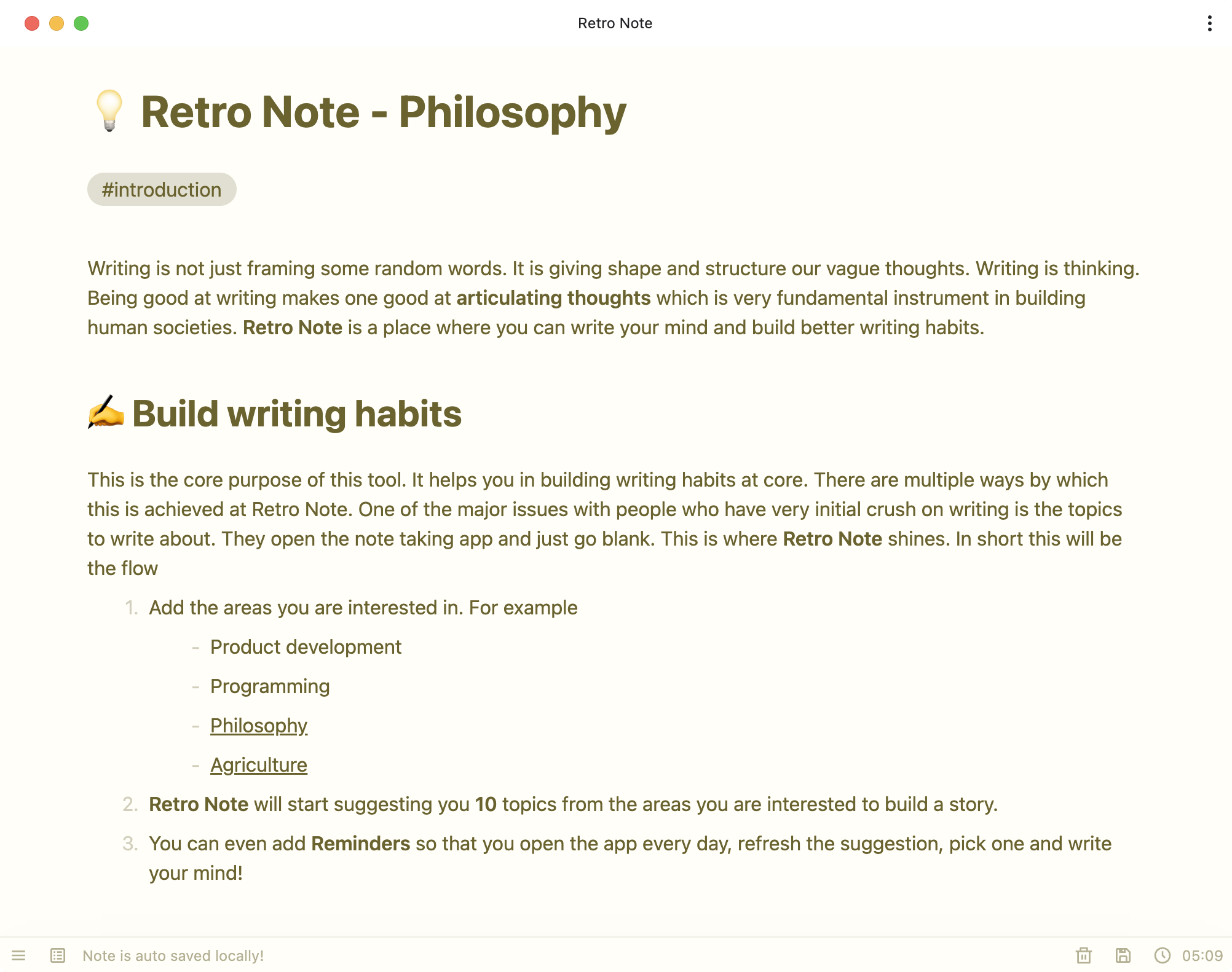 Retro Note - A place to journal and take notes